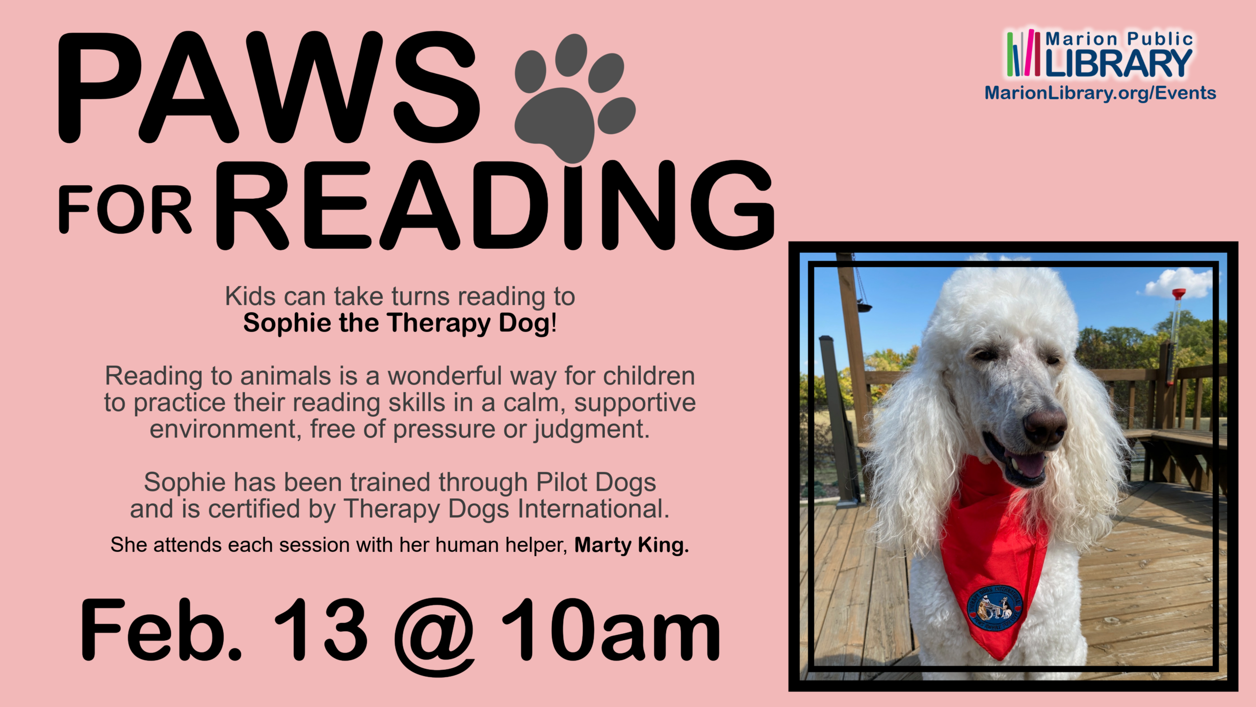 Paws for Reading at the Marion Public Library - Marion Area Convention ...