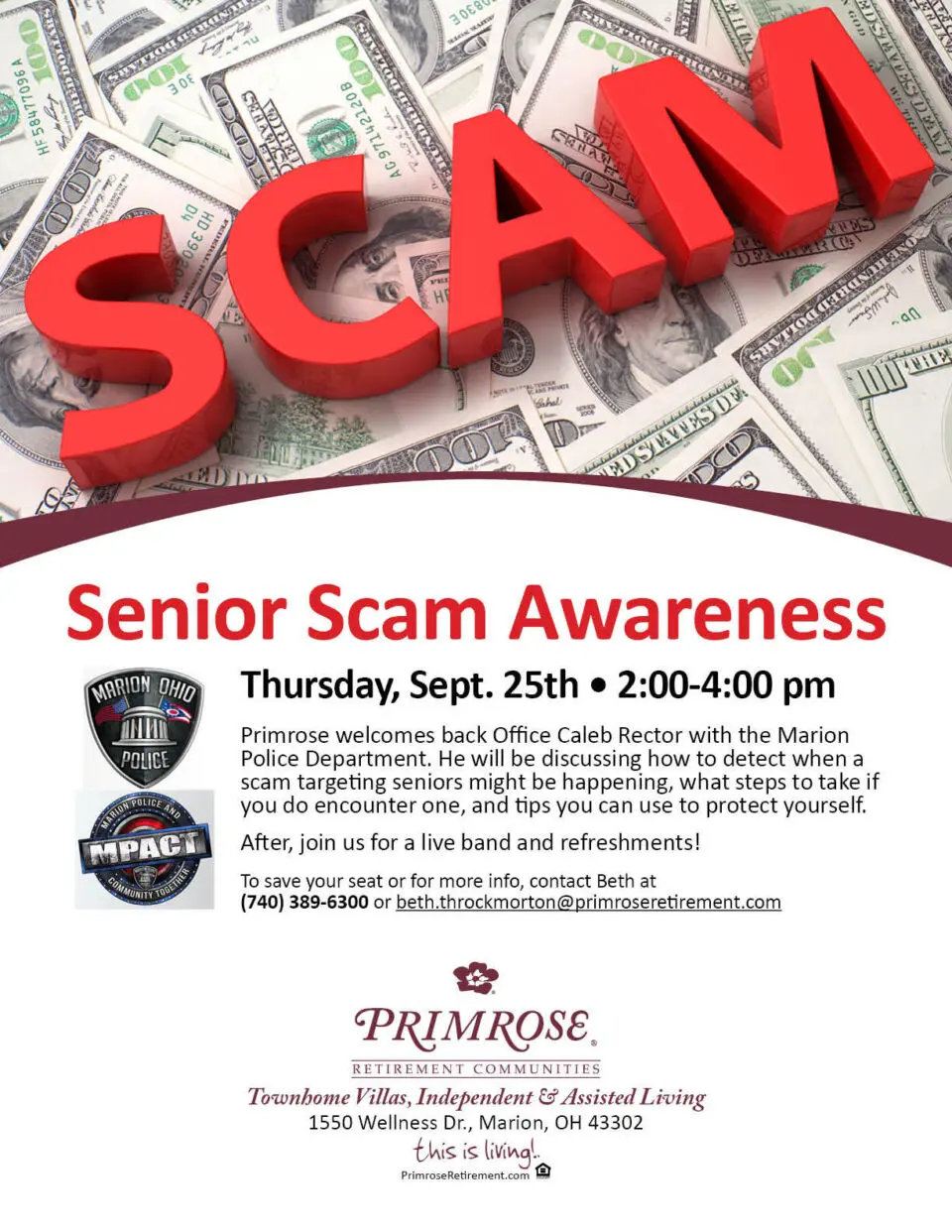Senior Scam Awareness at Primrose Retirement Community - Marion Area ...