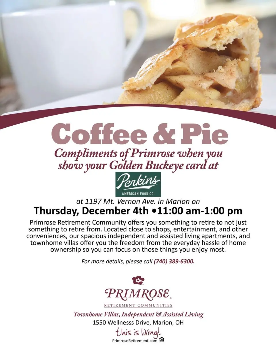 Free Coffee & Pie for Seniors at Perkins Restaurant & Bakery - Marion ...