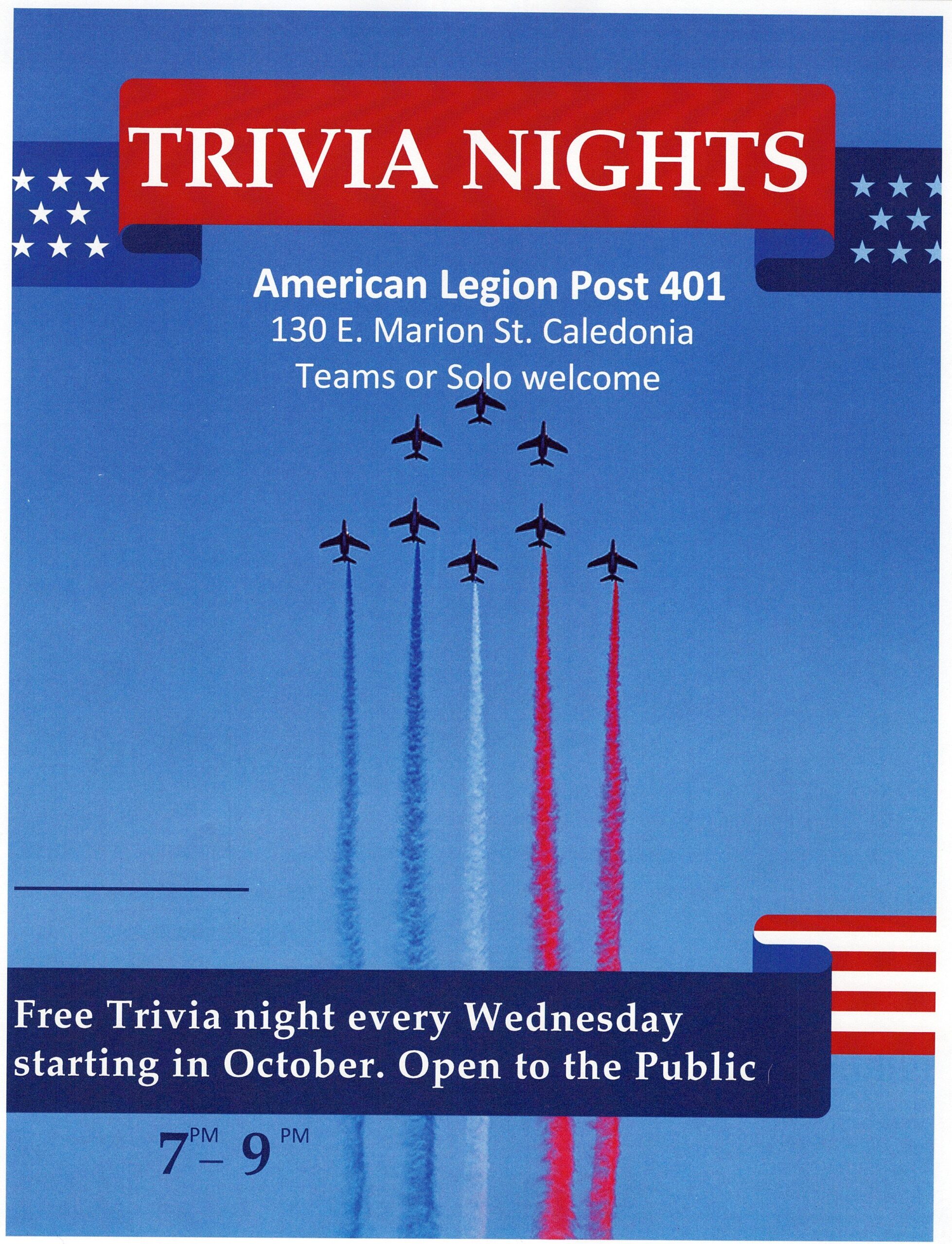 Trivia Nights at the American Legion Worchester Post 401 - Marion Area ...